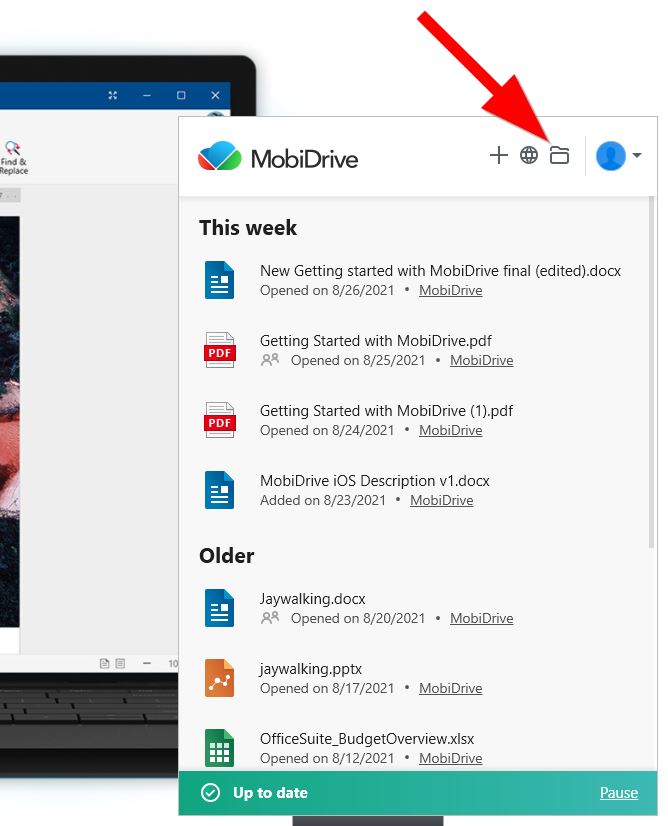 Sharing files in MobiDrive Windows – MobiSystems